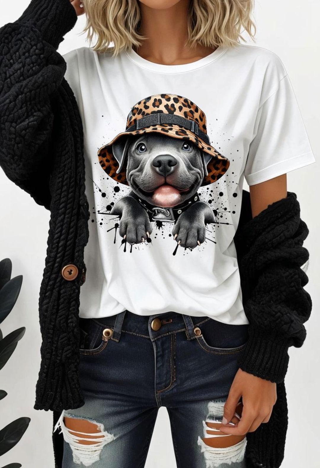 Pitbull PNG Puppy Dog W/ Leopard Bucket Hat II - Splatter Pit Bull ...