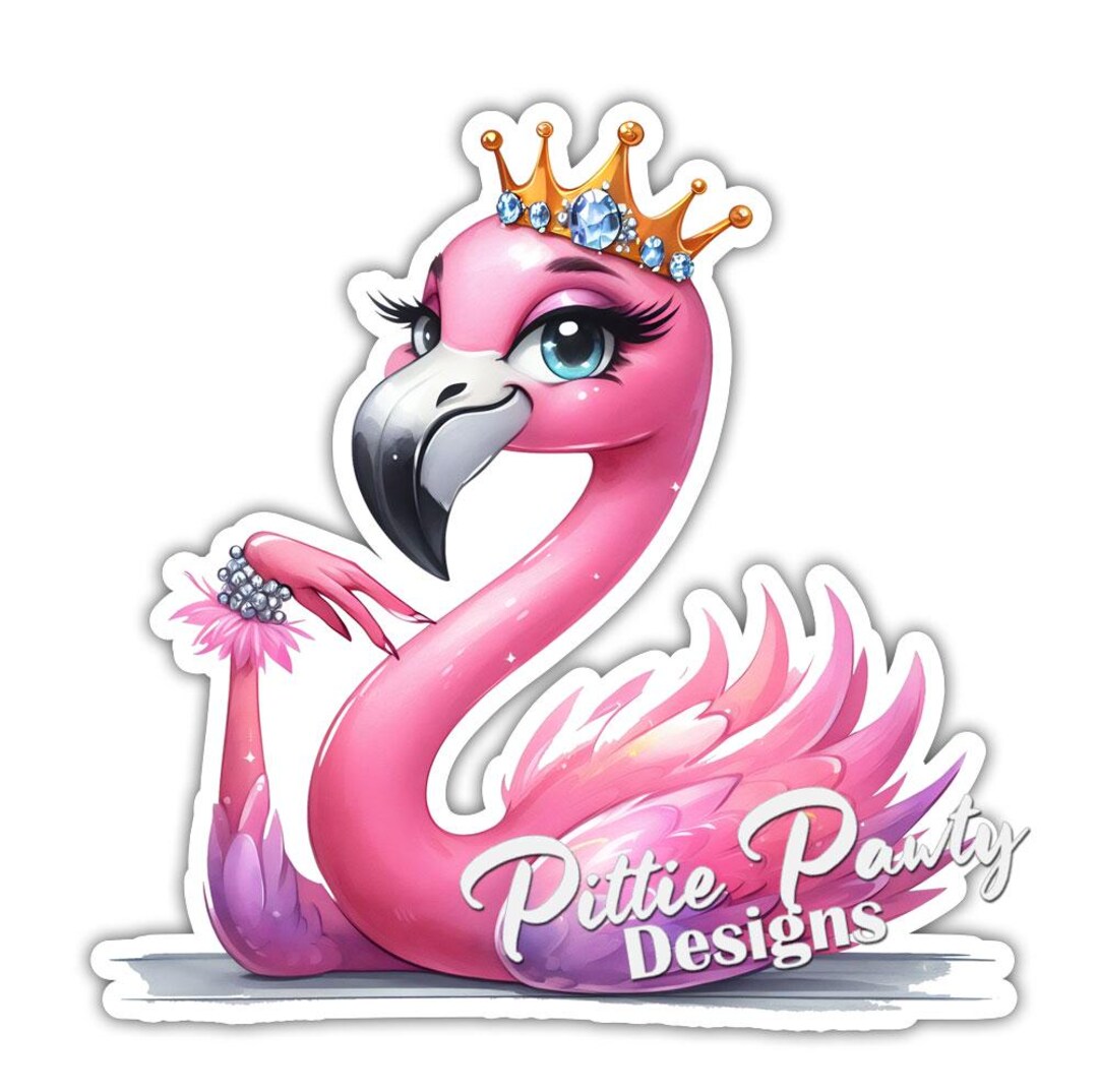 Flamingo Sticker - Sassy Flamingo Princess Tiara Decal Sticker - Vinyl ...