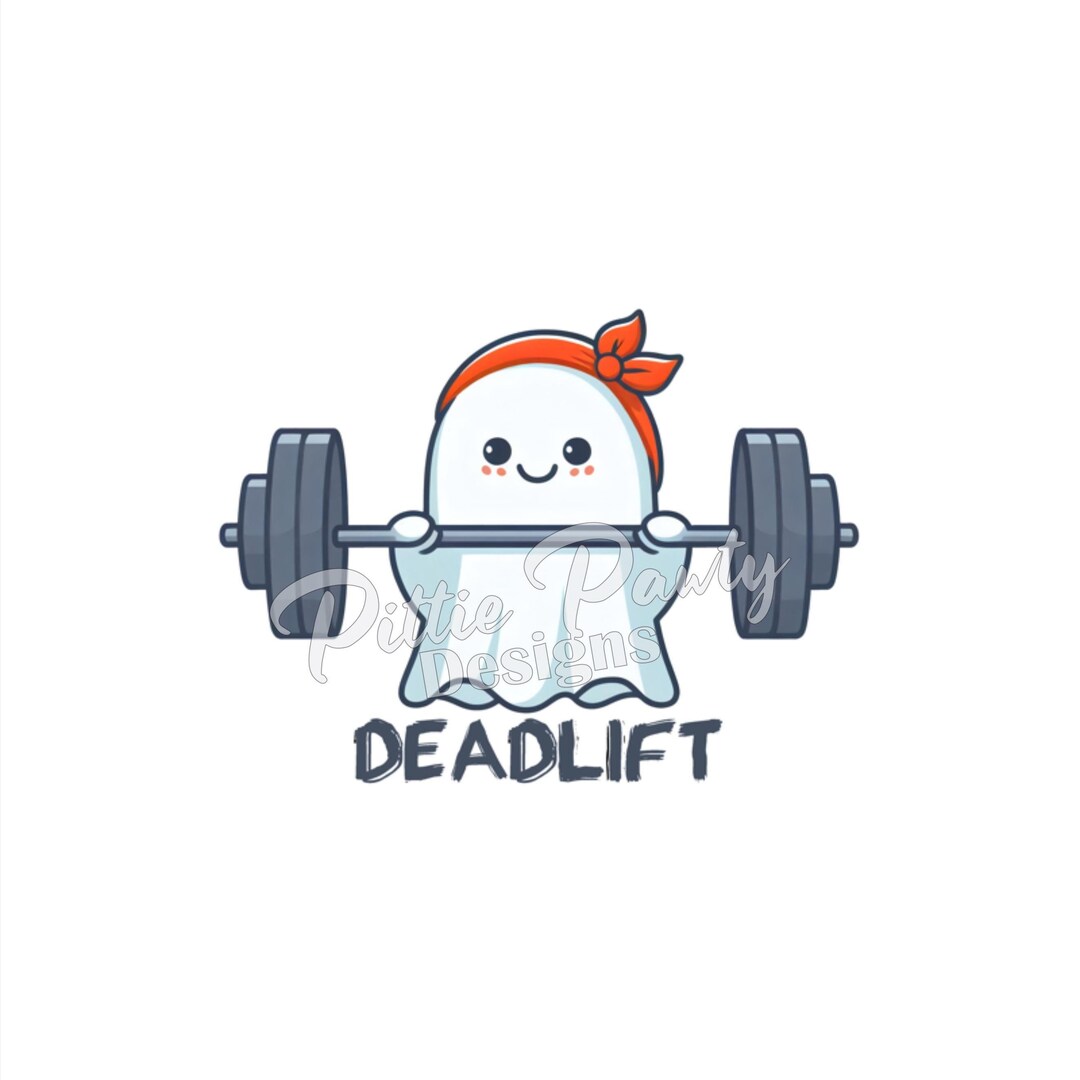 PNG Digital Download - Cute Deadlift Workout Ghost - Halloween PNG Printable Sublimation Design ...
