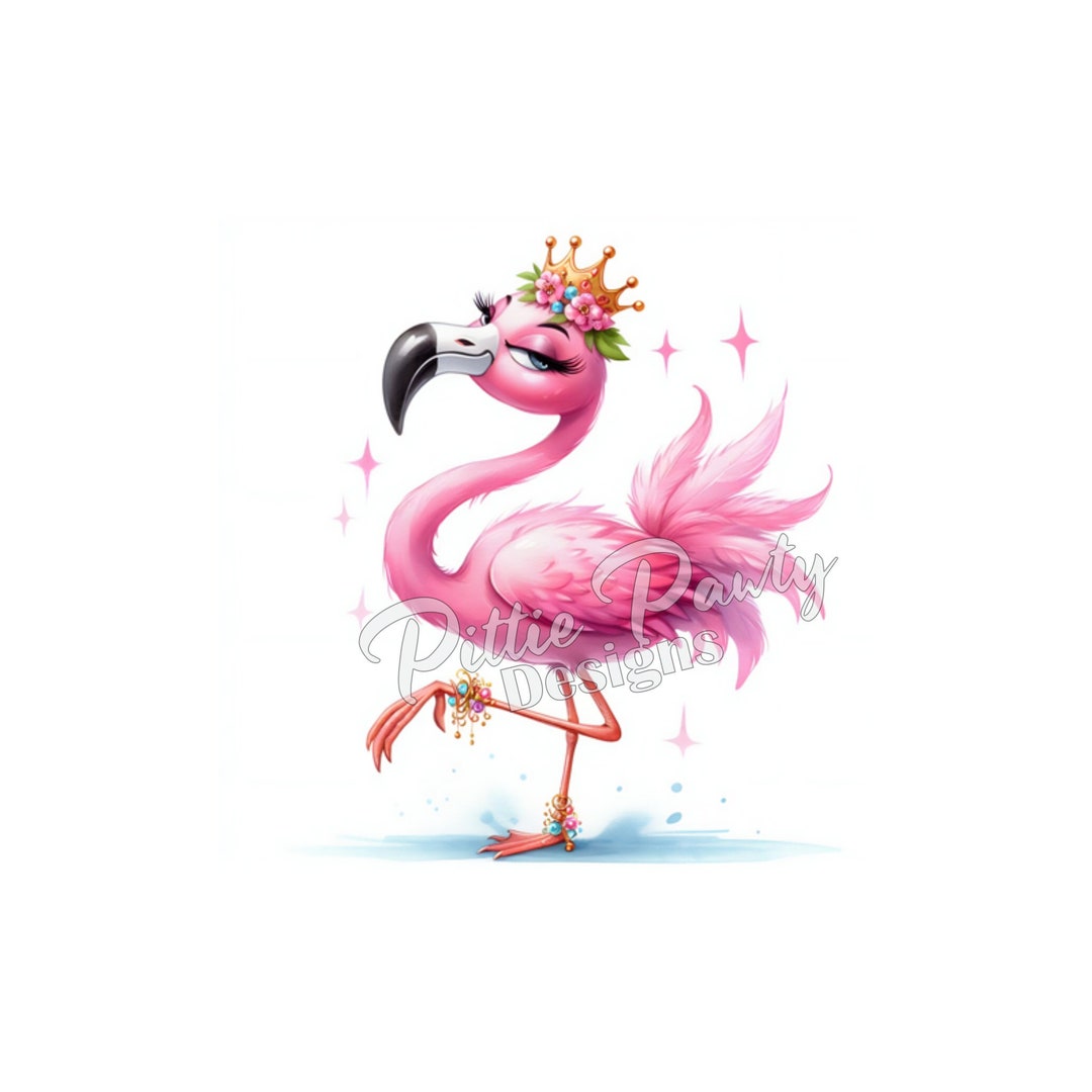 Flamingo PNG Digital Download - Sassy Pink Flamingo Bird Princess ...