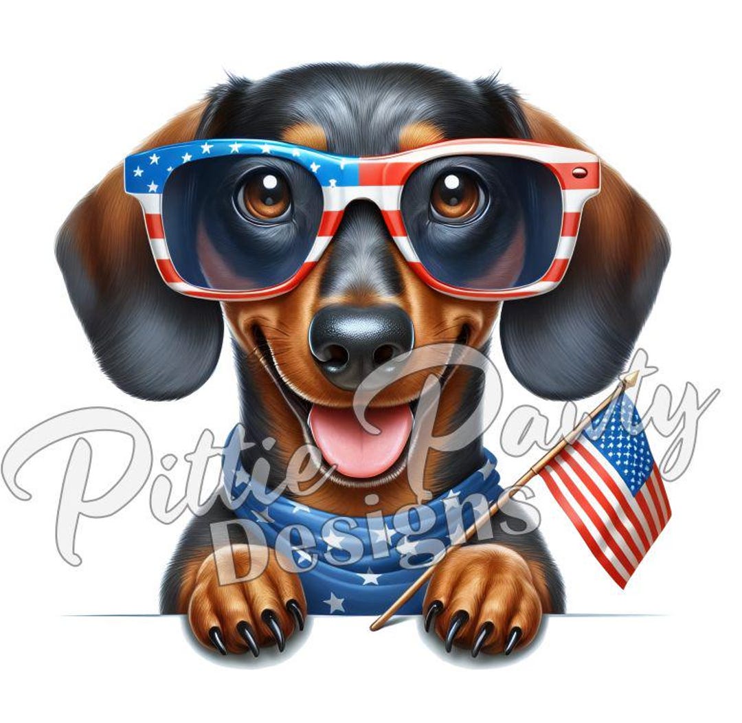 Dachshund PNG Digital Download - Patriotic Peeking American Flag ...