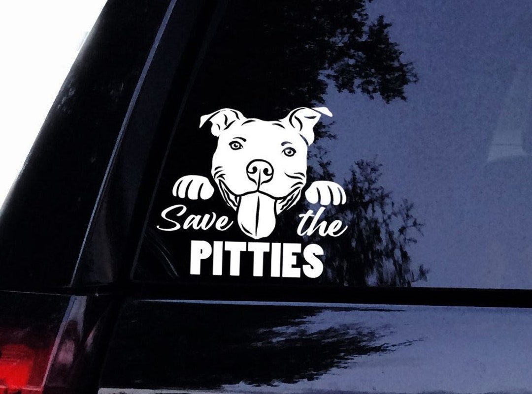 Pitbull Decal - Save the Pitties Peeking Pit Pitbull Dog Sticker - W ...
