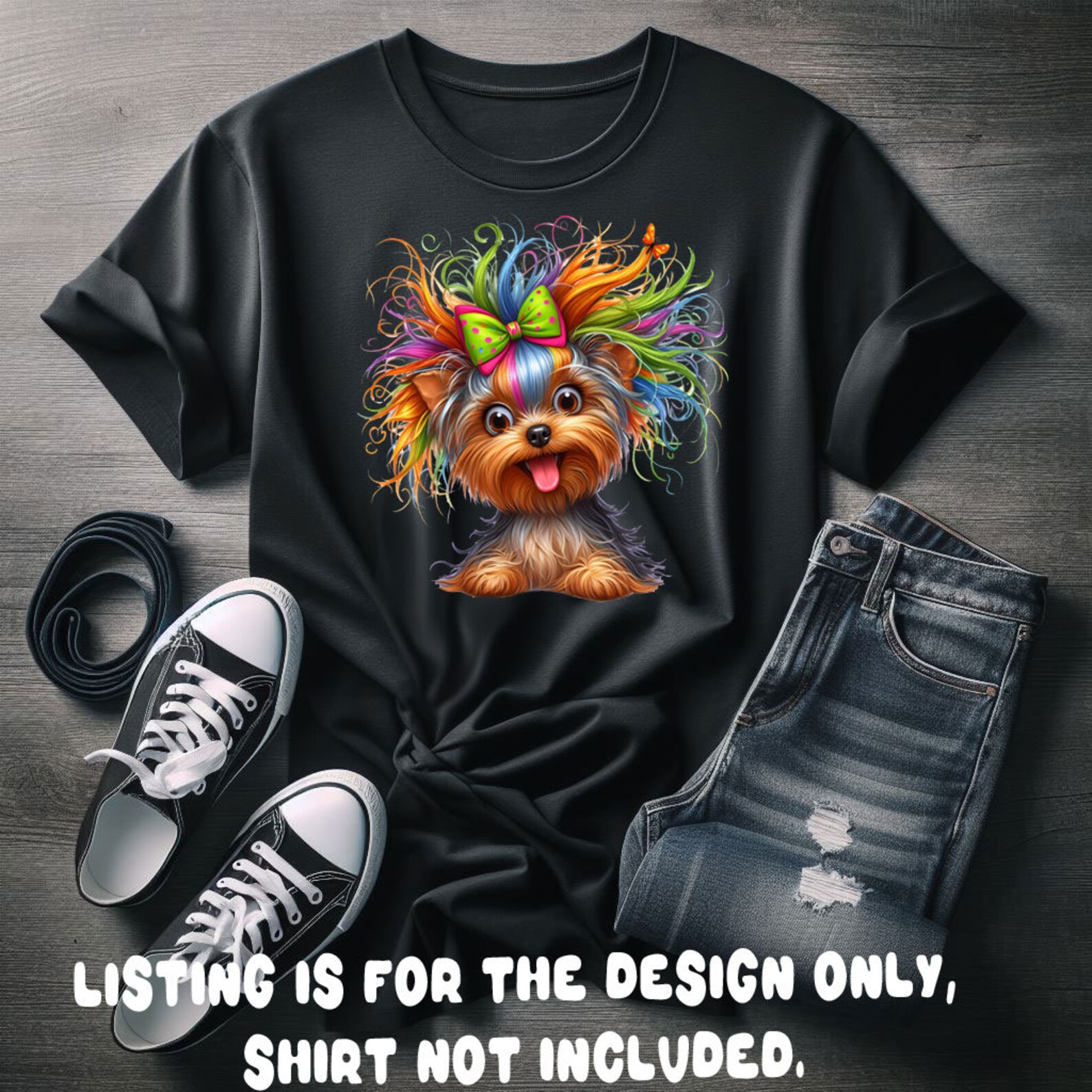 PNG Digital Download - Humorous Crazy Haired Yorkie - Yorkshire Terrier ...