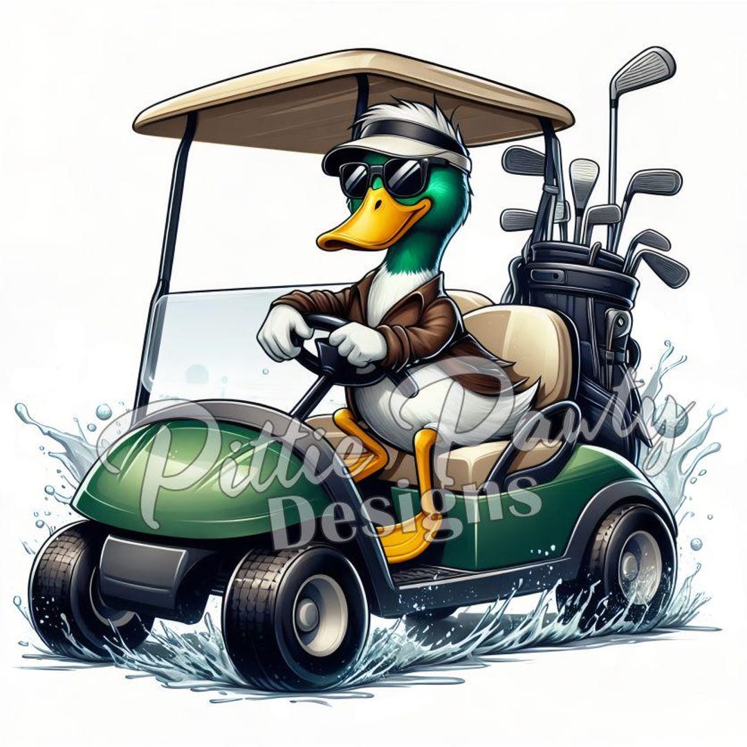 Mallard Duck PNG Digital Download - Mallard Duck Driving Golf Cart ...