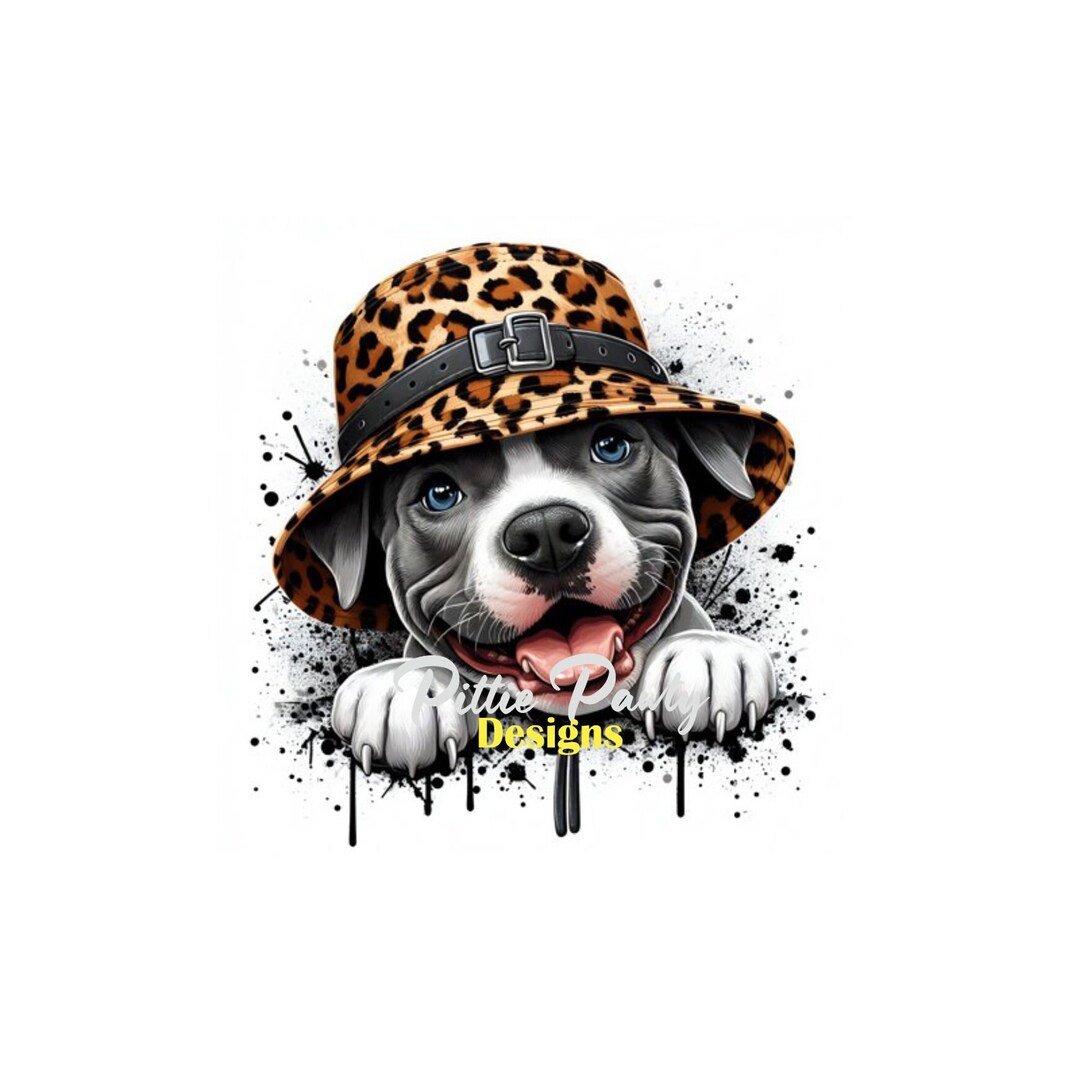 Pitbull Puppy Dog W/ Leopard Bucket Hat I - Splatter Pit Bull Bully ...