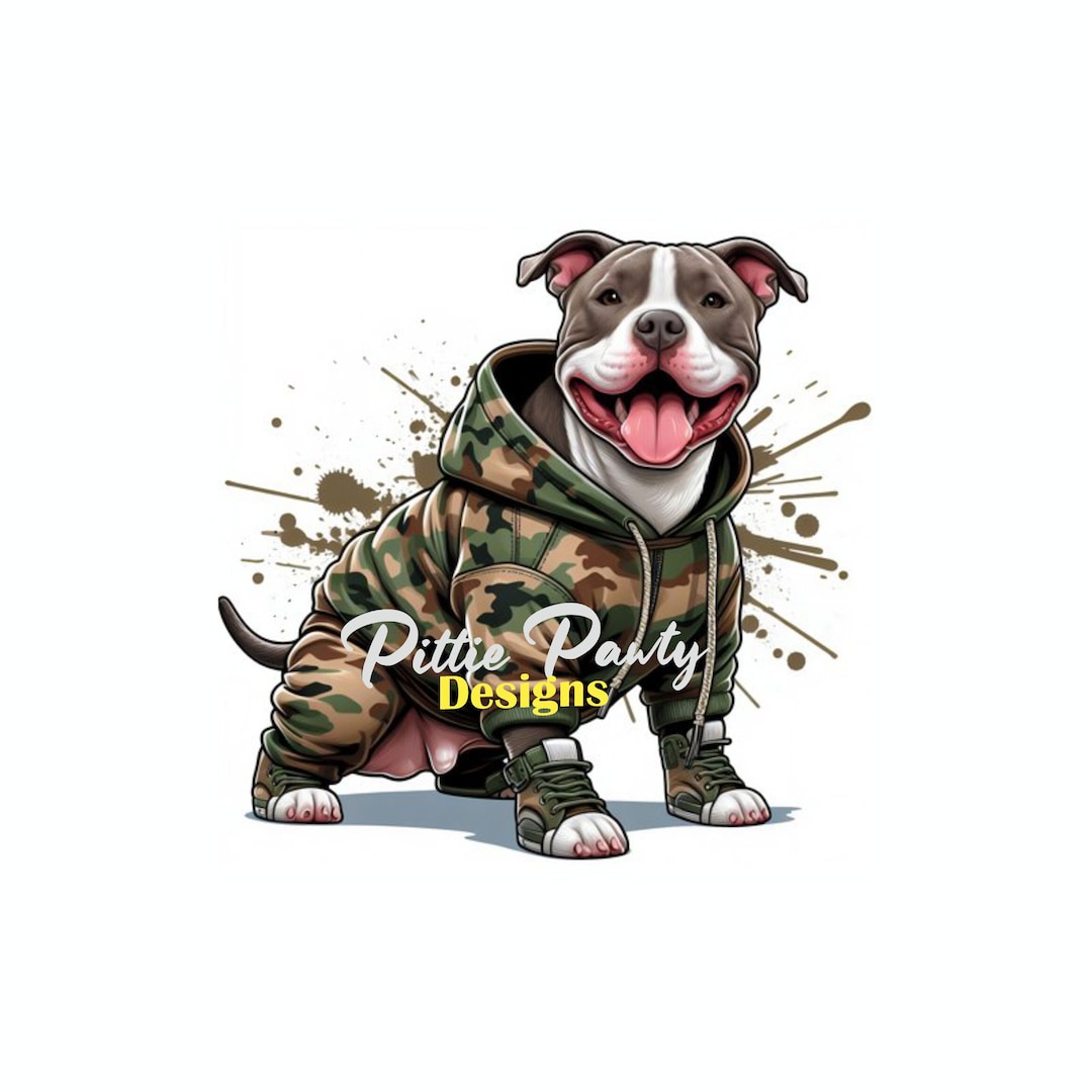 Camo Pitbull Full Hoodie Splatter - Pit Bull Design - Instant Download ...