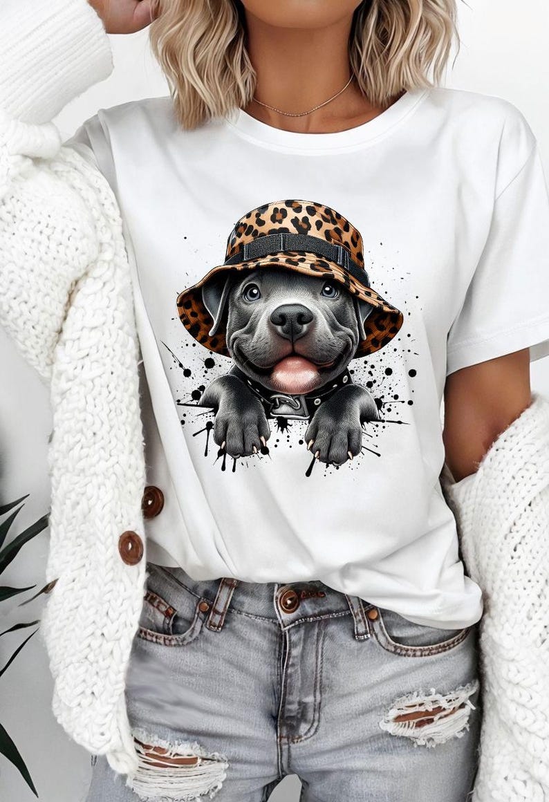 Pitbull PNG Puppy Dog W/ Leopard Bucket Hat II - Splatter Pit Bull ...