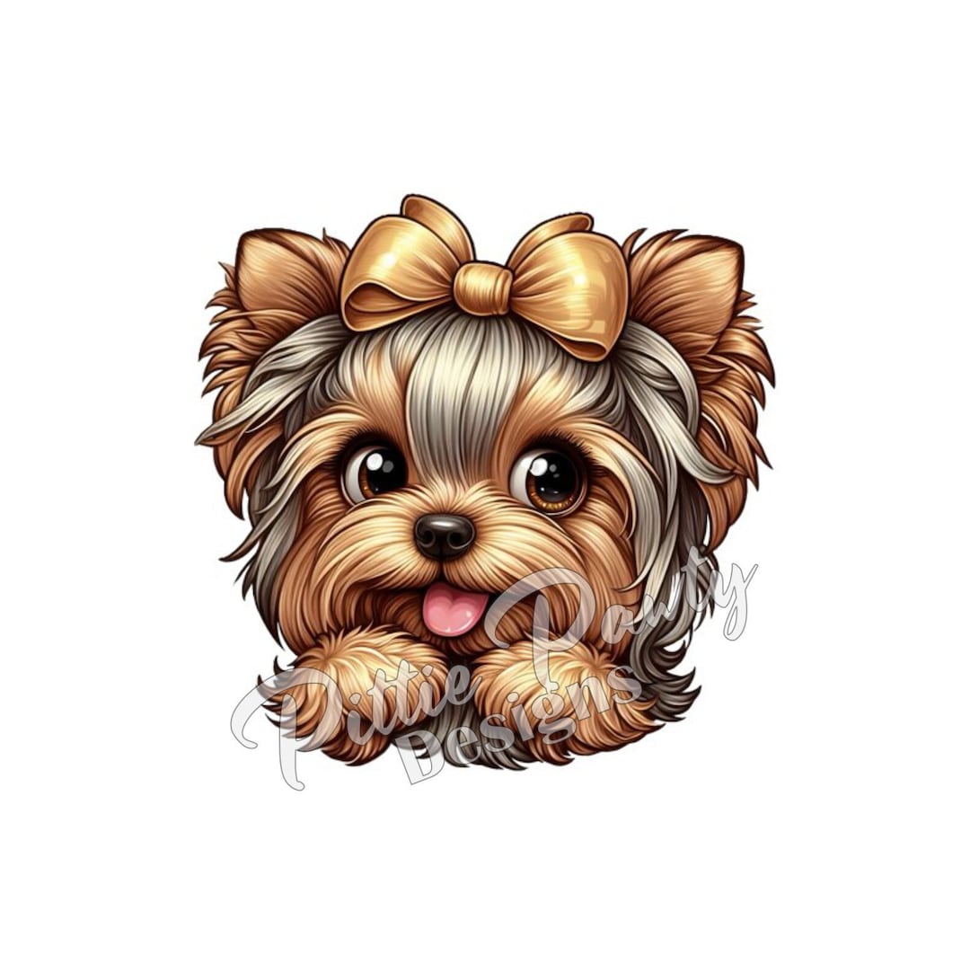 PNG Digital Download - Peeking Yorkie - Yorkshire Terrier Dog Design ...