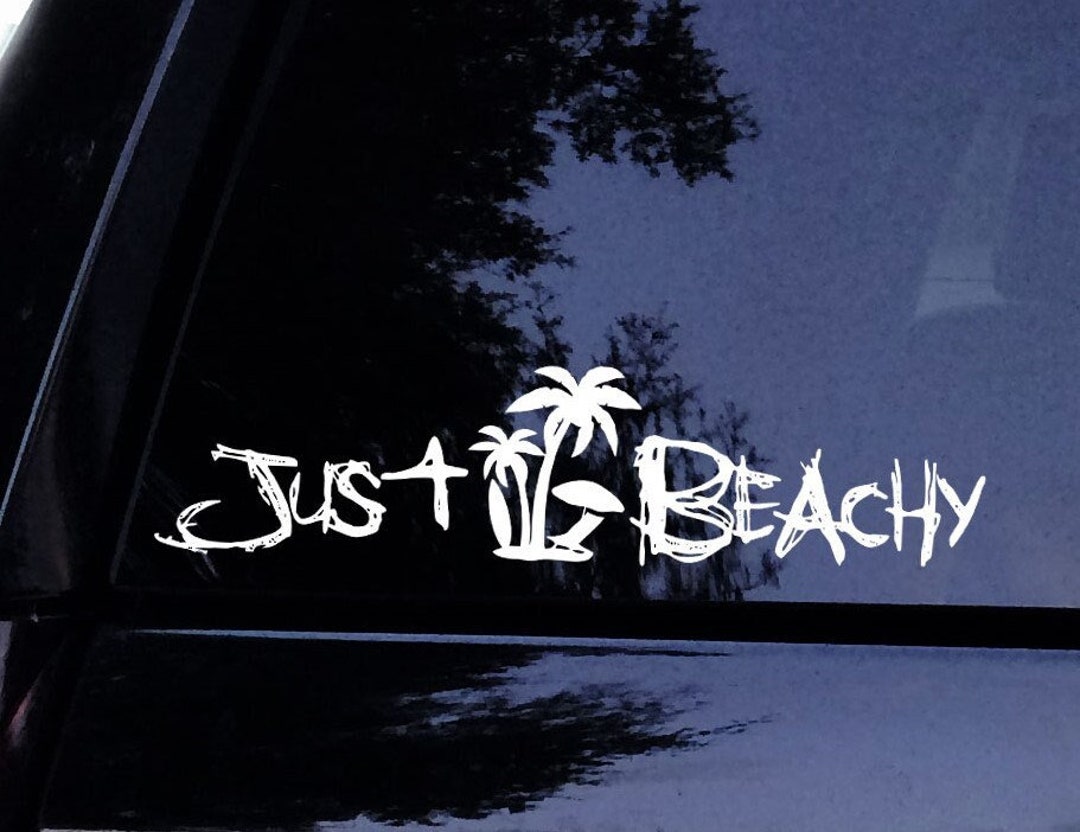 Beach Decal - Just Beachy Beach Chairs and Palm Tree Tropical Sticker ...