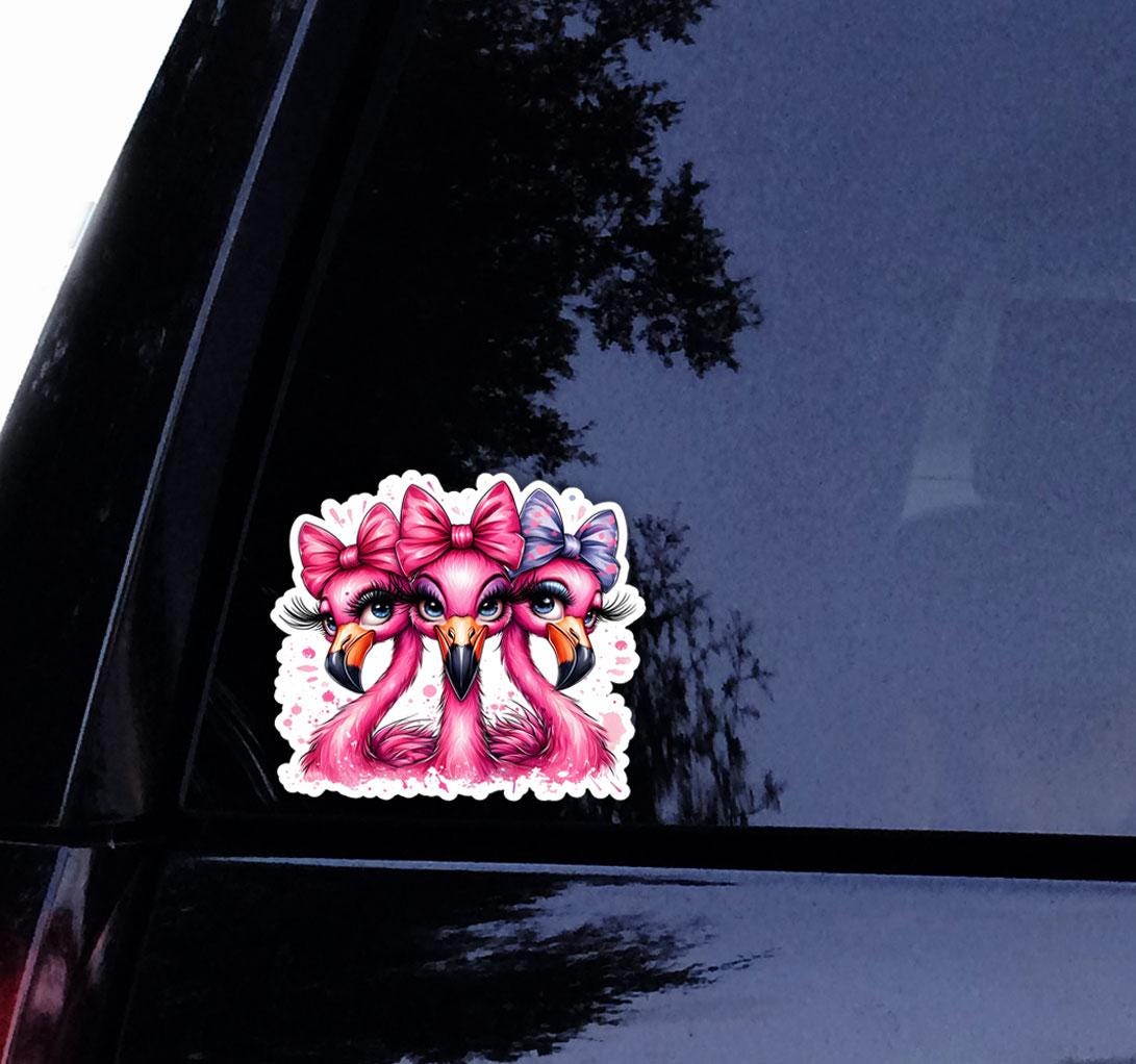 Flamingo Sticker - Flocking Fabulous Flamingo Trio Decal Sticker ...
