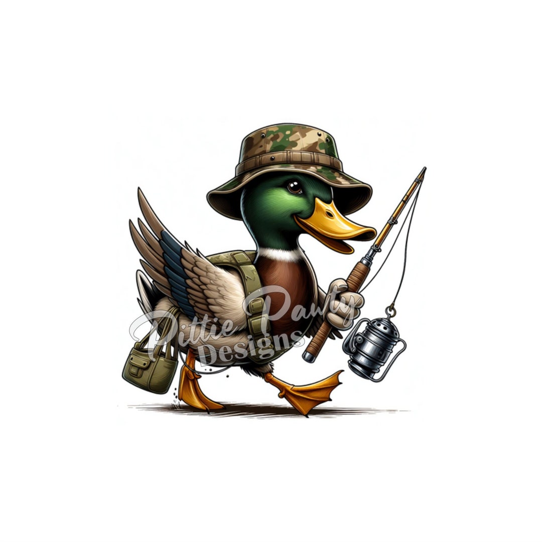 PNG Digital Download - Confident Mallard Duck Going Fishing - Duck ...