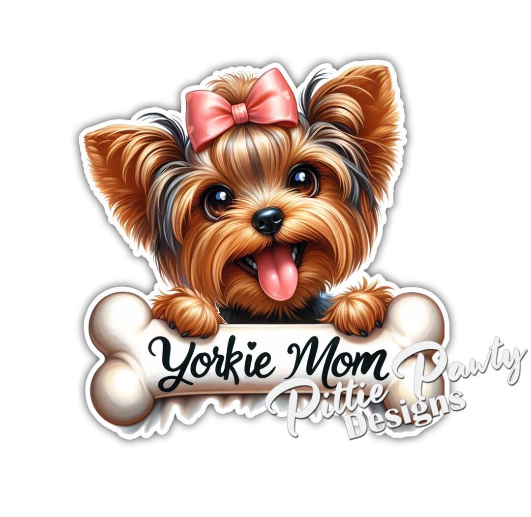 Yorkie Sticker - Happy Peeking Yorkie Mom Decal Sticker - Vinyl Car ...