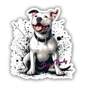 Pitbull Sticker - White Pitbull Splatter Decal Sticker - Vinyl Car ...