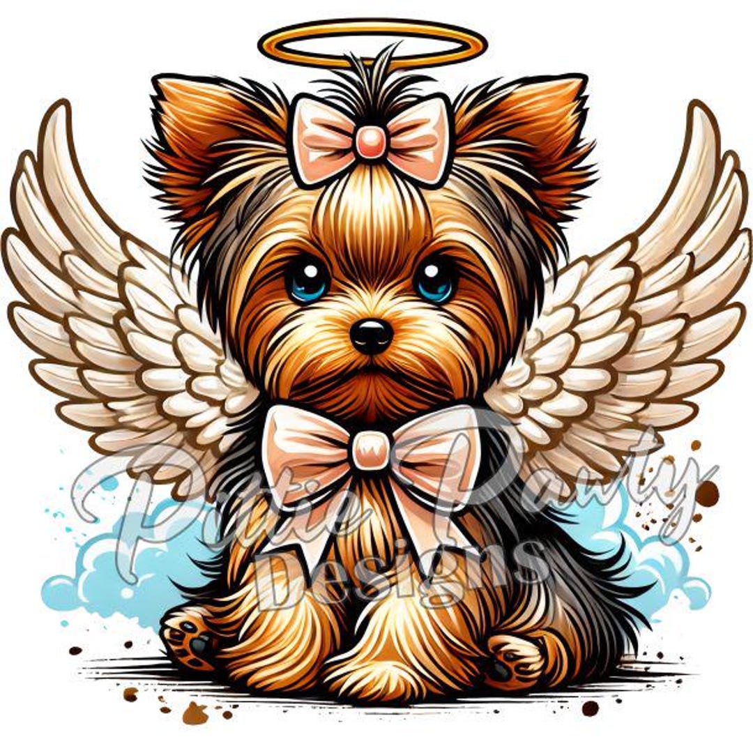 Angel Yorkie PNG Digital Download - Halo and Wings Yorkie Angel Dog II ...
