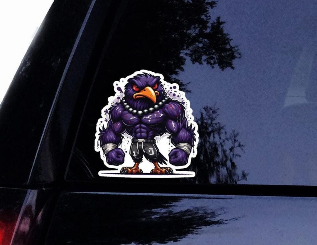 Raven Sticker - Muscular Purple Flocked Raven Football Bird Football ...