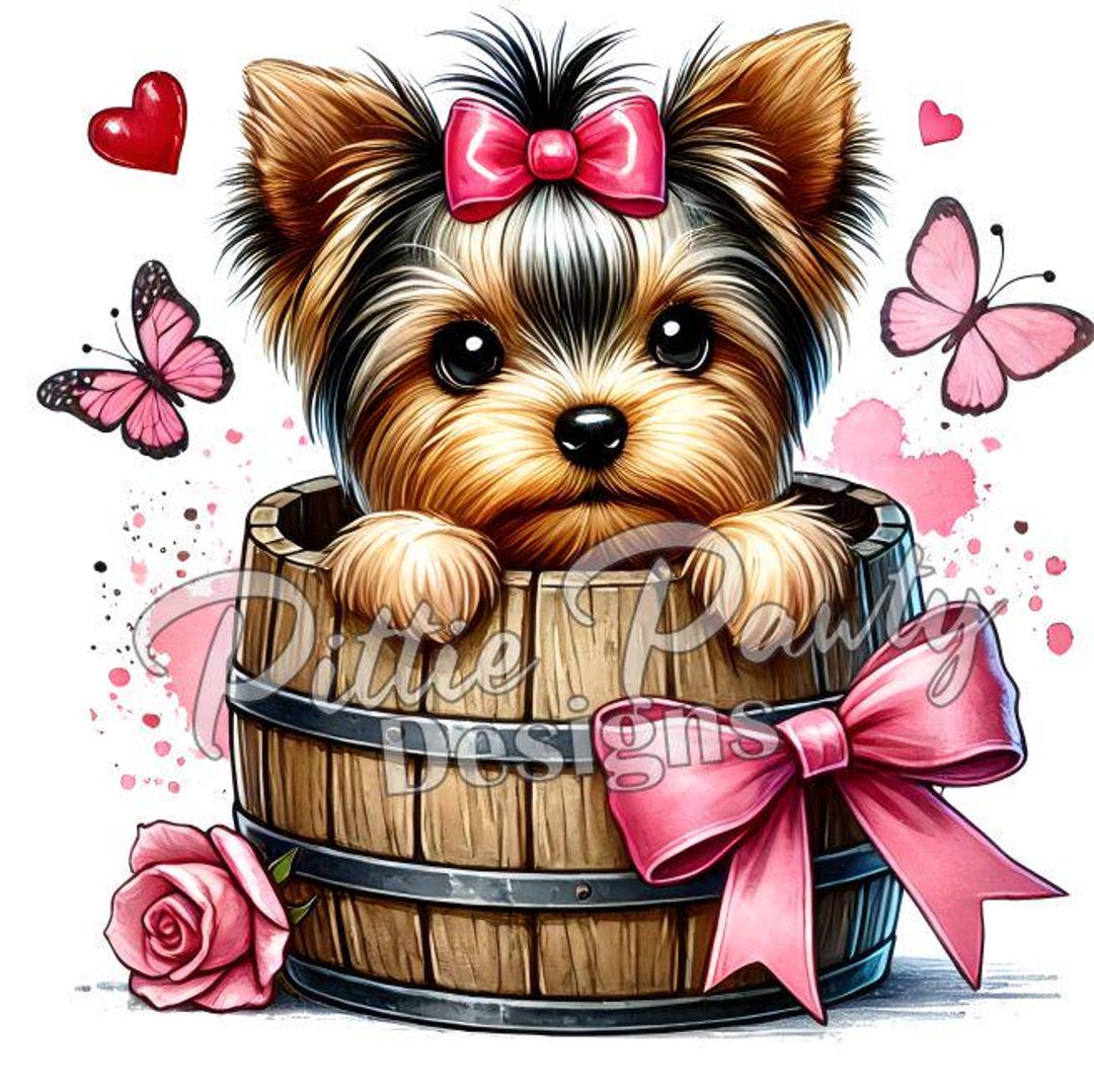 Yorkie PNG Digital Download Peeking Yorkie Dog in Barrel Yorkshire ...
