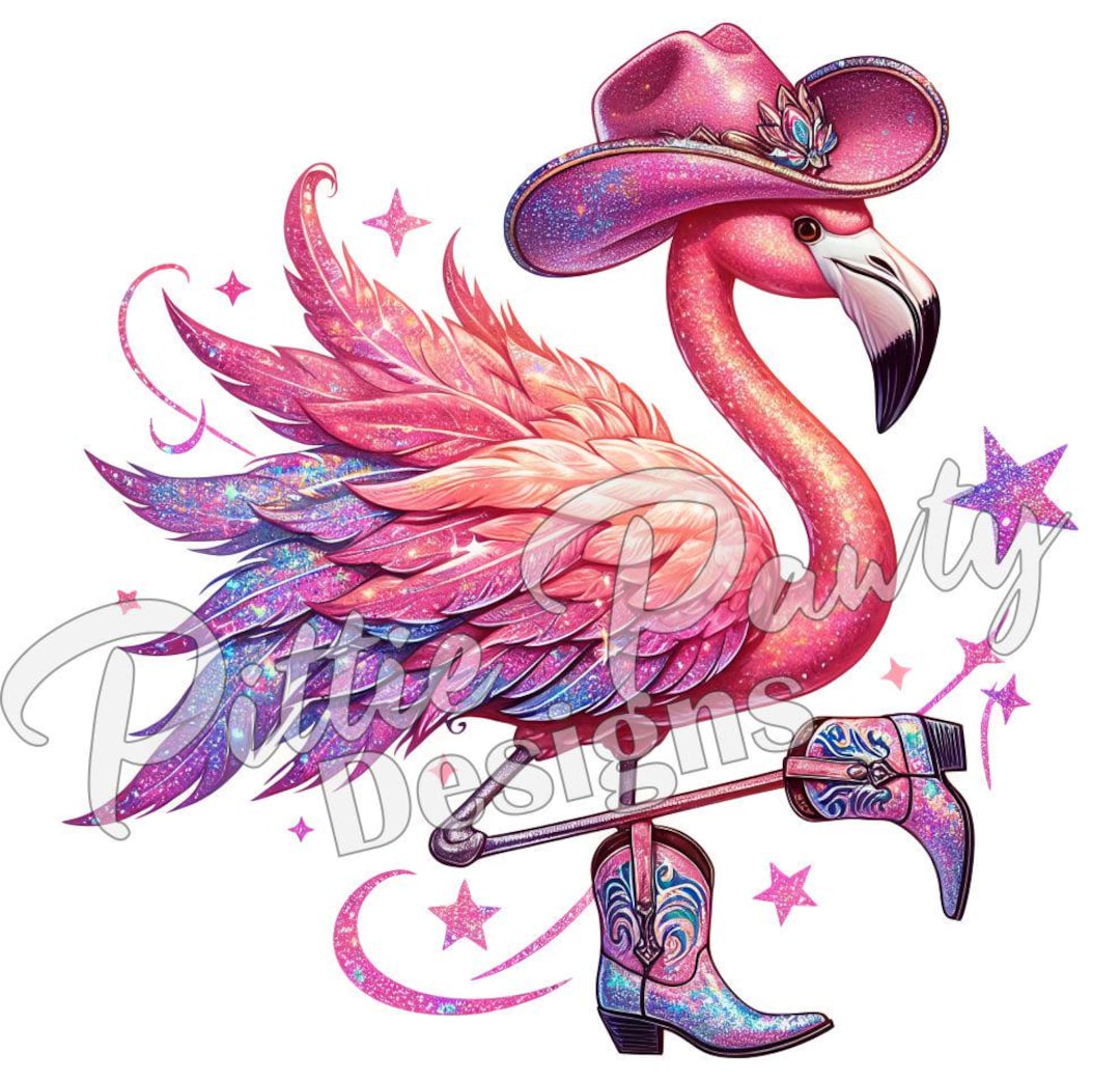 Flamingo PNG Digital Download - Two Stepping Country Cowboy Glitter ...