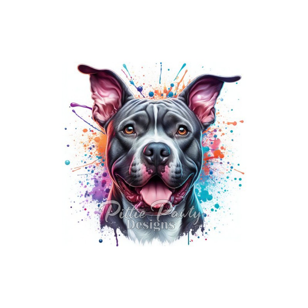 PNG Digital Download Paint Splash Happy Ears Pitbull - Pit Bull Bully ...
