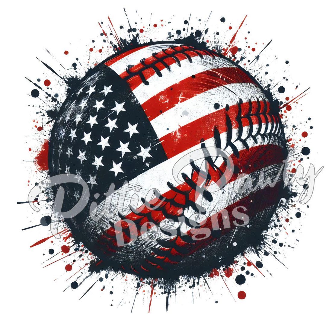 Baseball PNG Digital Download - American Flag Baseball Splatter II ...