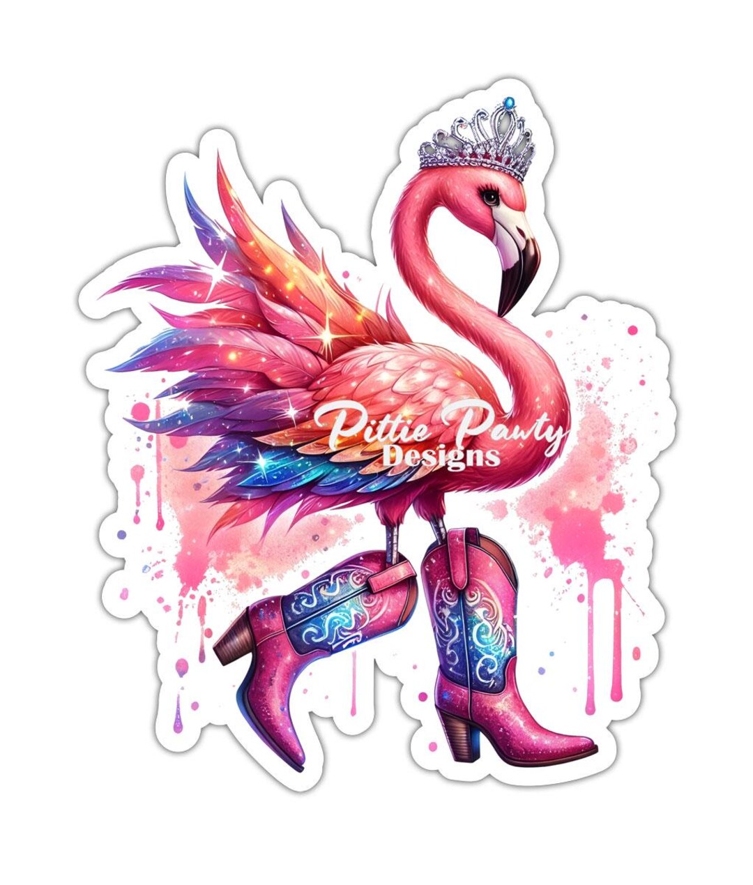 Flamingo Sticker - Cowboy Princess Flamingo Bird I - Vinyl Car Window ...