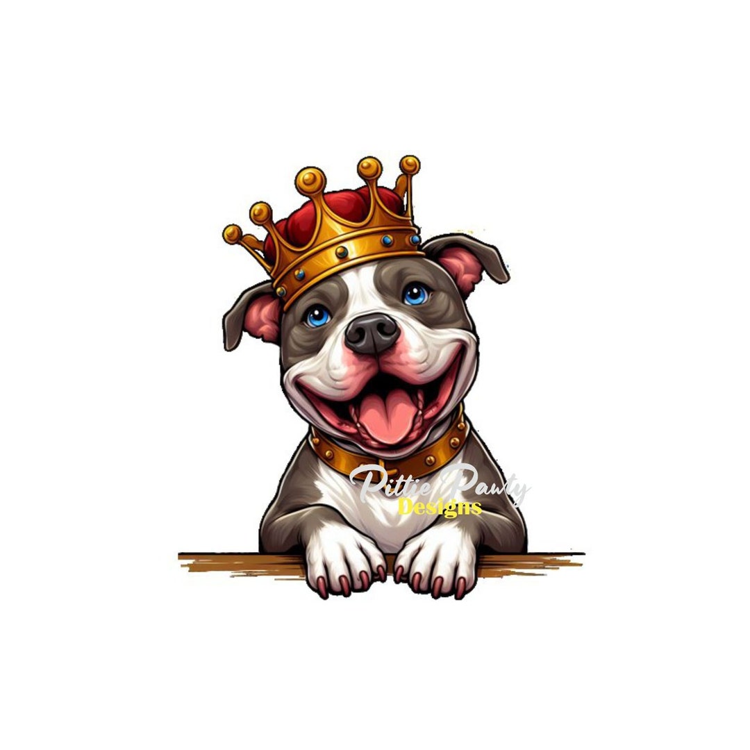 Peeking King Pitbull - Pit Bull Bully Design - Instant Download Digital ...