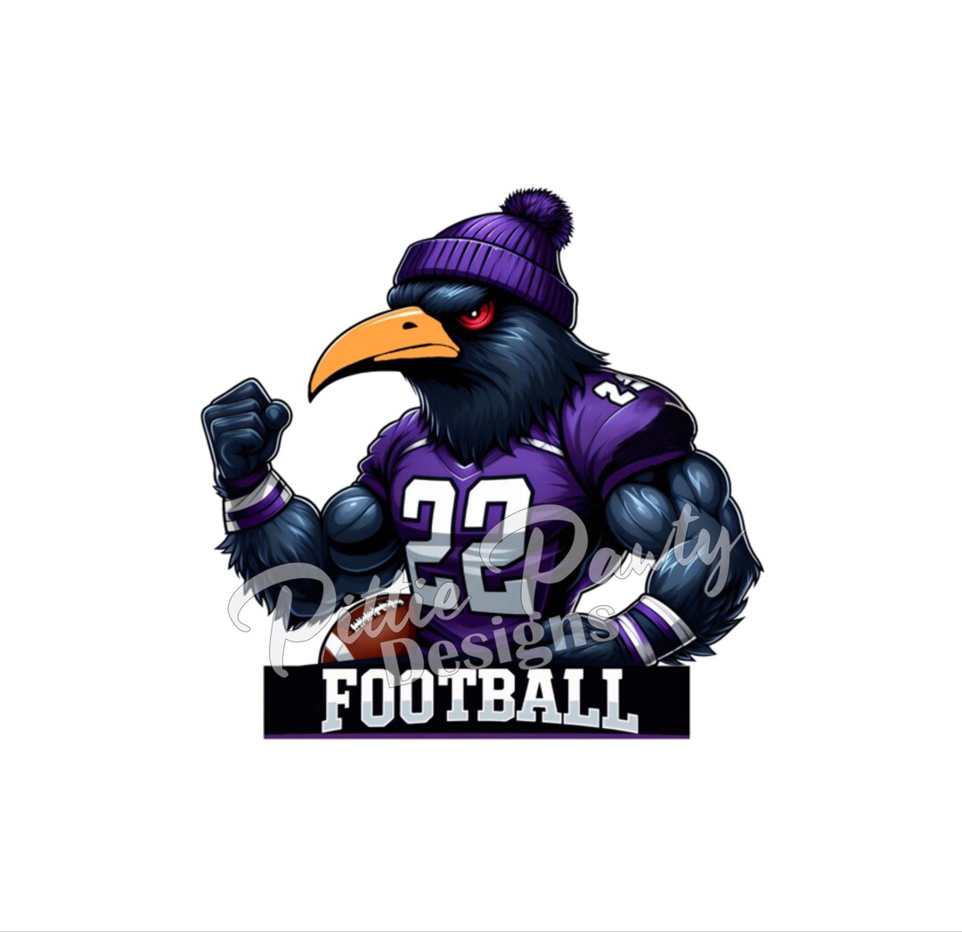 PNG Digital Download - Purple Muscular Raven Bird Wearing Football ...