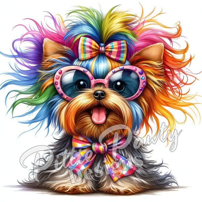 Yorkie PNG Digital Download - Humorous Crazy Hair Yorkie II - Yorkshire ...