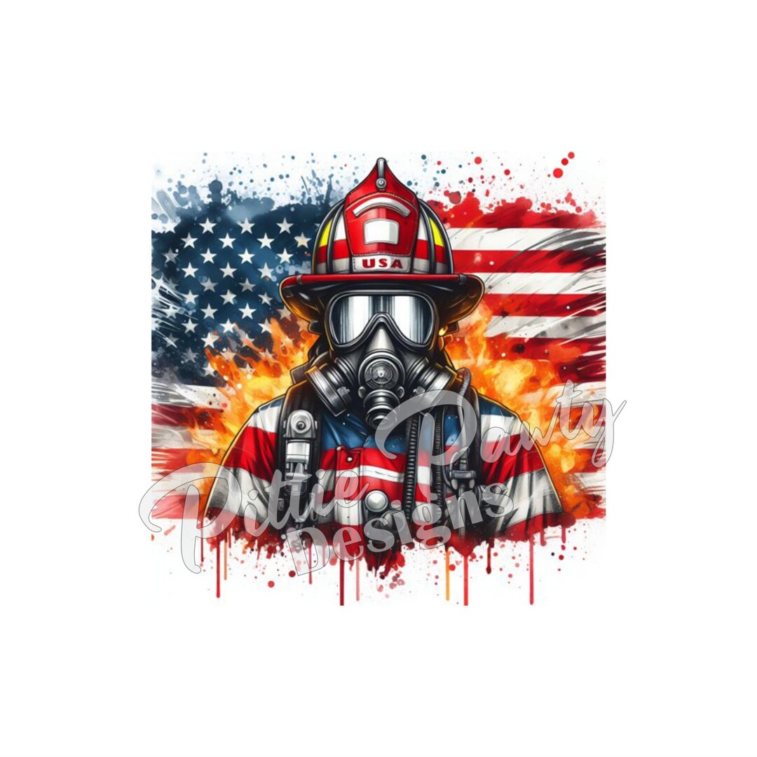 PNG Digital Download - USA American Flag Patriotic Firefighter - First ...