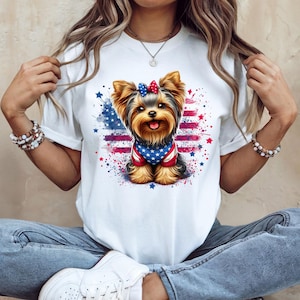 Yorkie PNG Digital Download - Patriotic Yorkie Dog American Flag July 4 ...