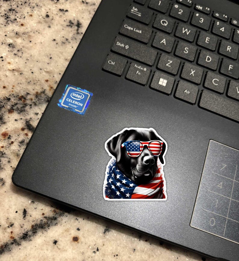 Lab Sticker - Patriotic American Flag Black Lab Dog Decal Sticker ...