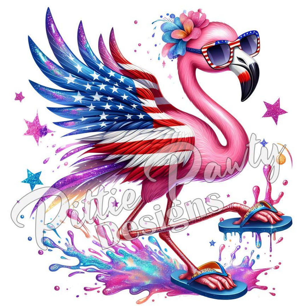 Flamingo PNG Digital Download - American Flag Patriotic Summertime ...