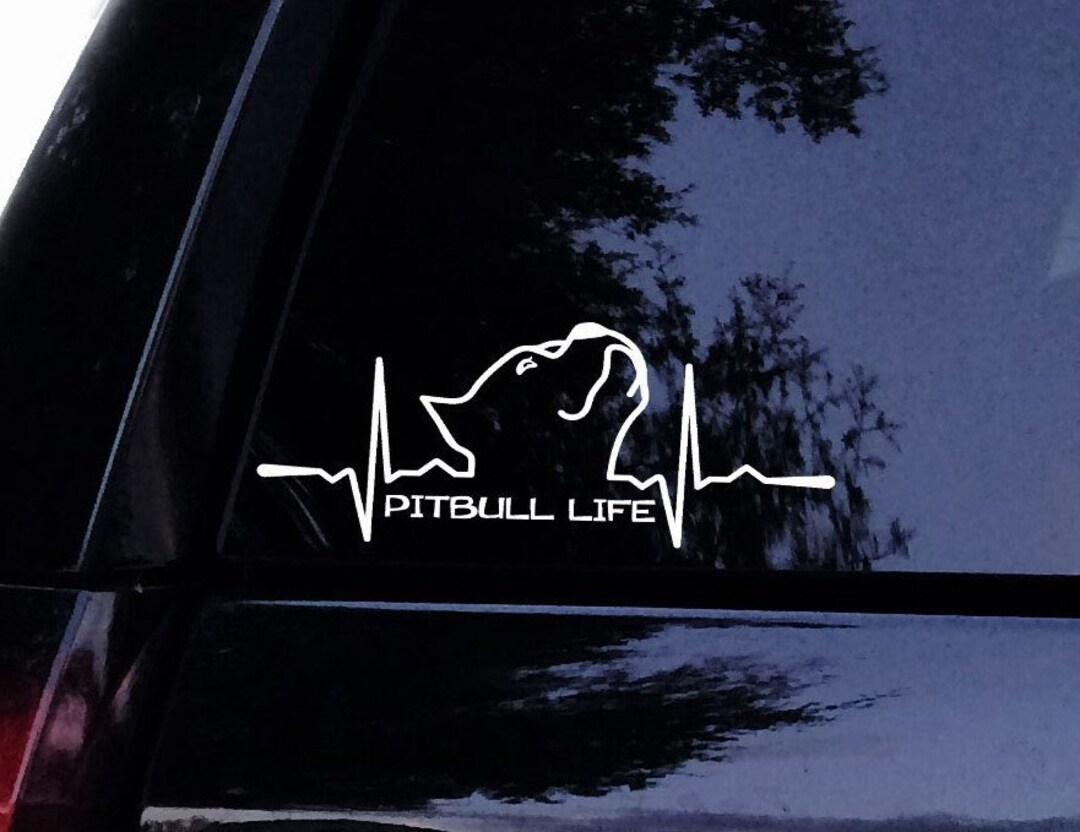 Crop Ear Pit Pitbull Dog Heartbeat Line Pitbull Life Sticker With FREE ...
