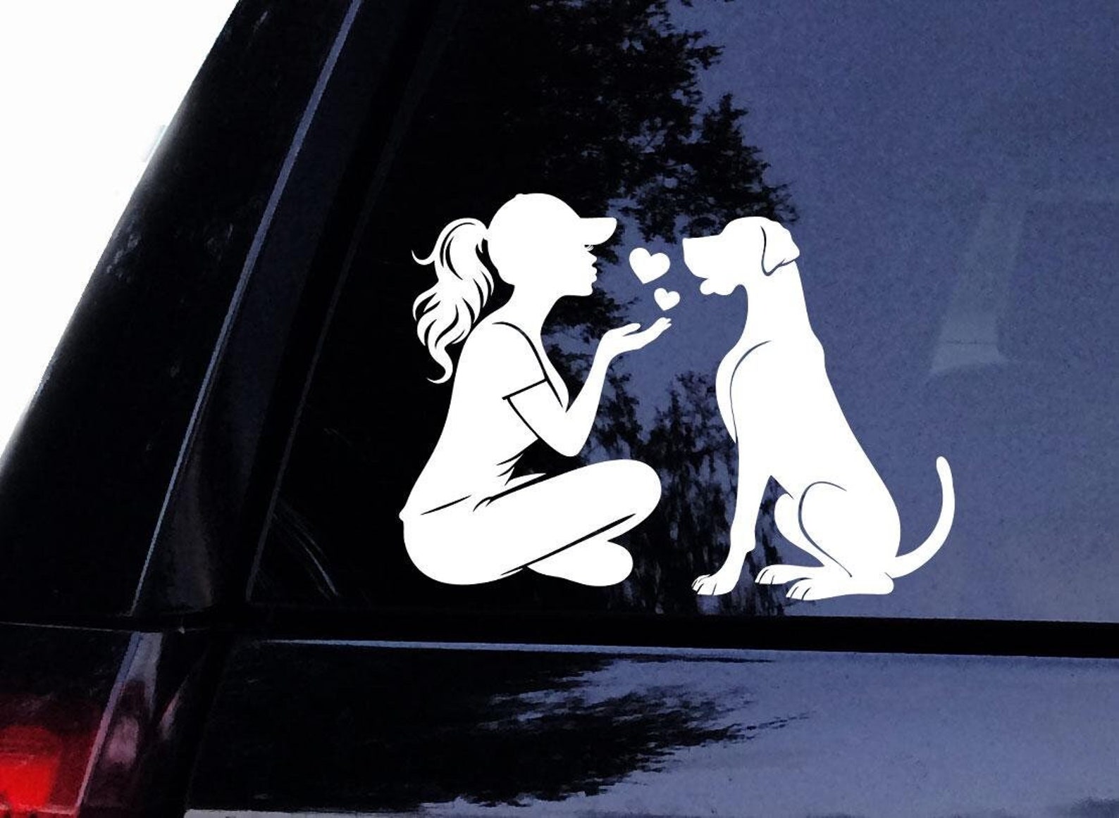 Great Dane Decal - Baseball Cap Wearing Lady Loves Her Great Dane ...