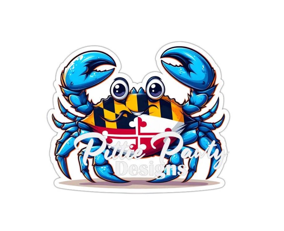 Crab Sticker - Happy Maryland Flag Blue Crab Decal Sticker - Vinyl Car ...