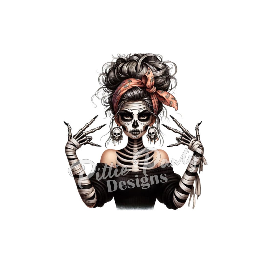 PNG Digital Download - Skeleton Zombie Mama Victory Sign - PNG ...