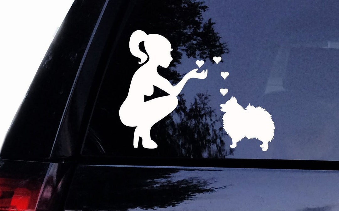 Pomeranian Decal - Lady Loves Her Pomeranian Pom - Pom Mom Kissing ...