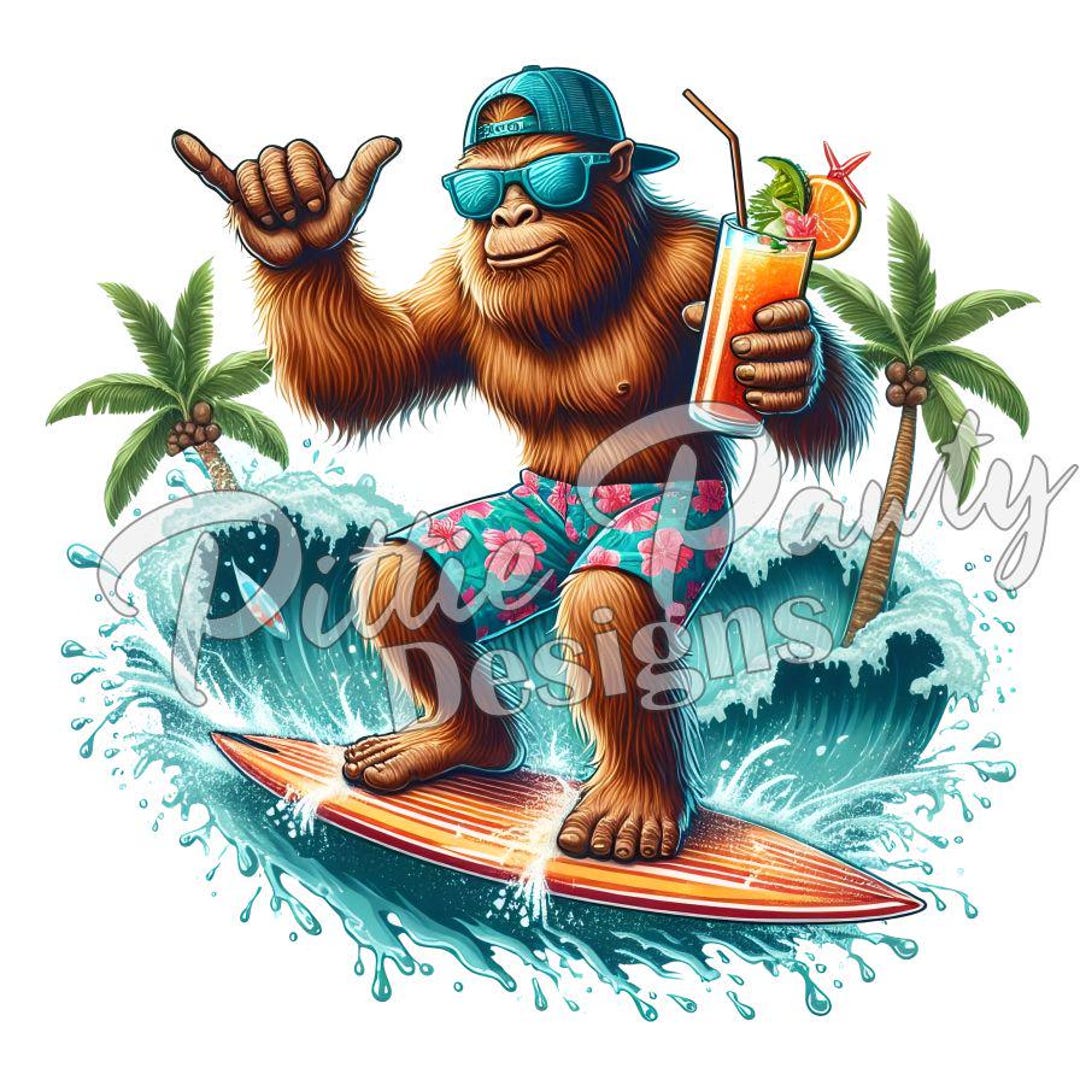 Sasquatch PNG Digital Download - Surfing Tropical Beach Sasquatch - PNG ...