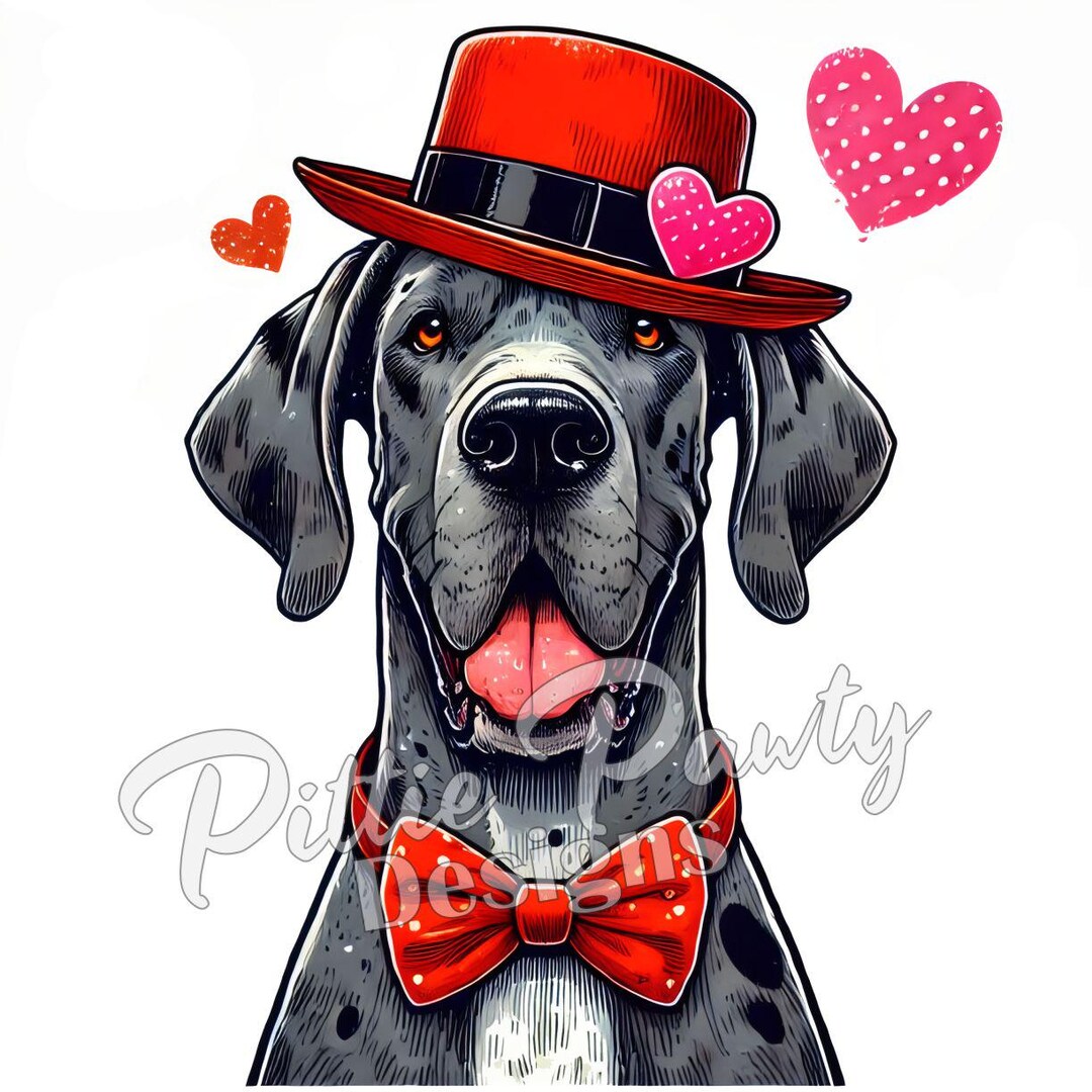 Great Dane PNG Digital Download - Great Dane Valentines Day Dog PNG ...