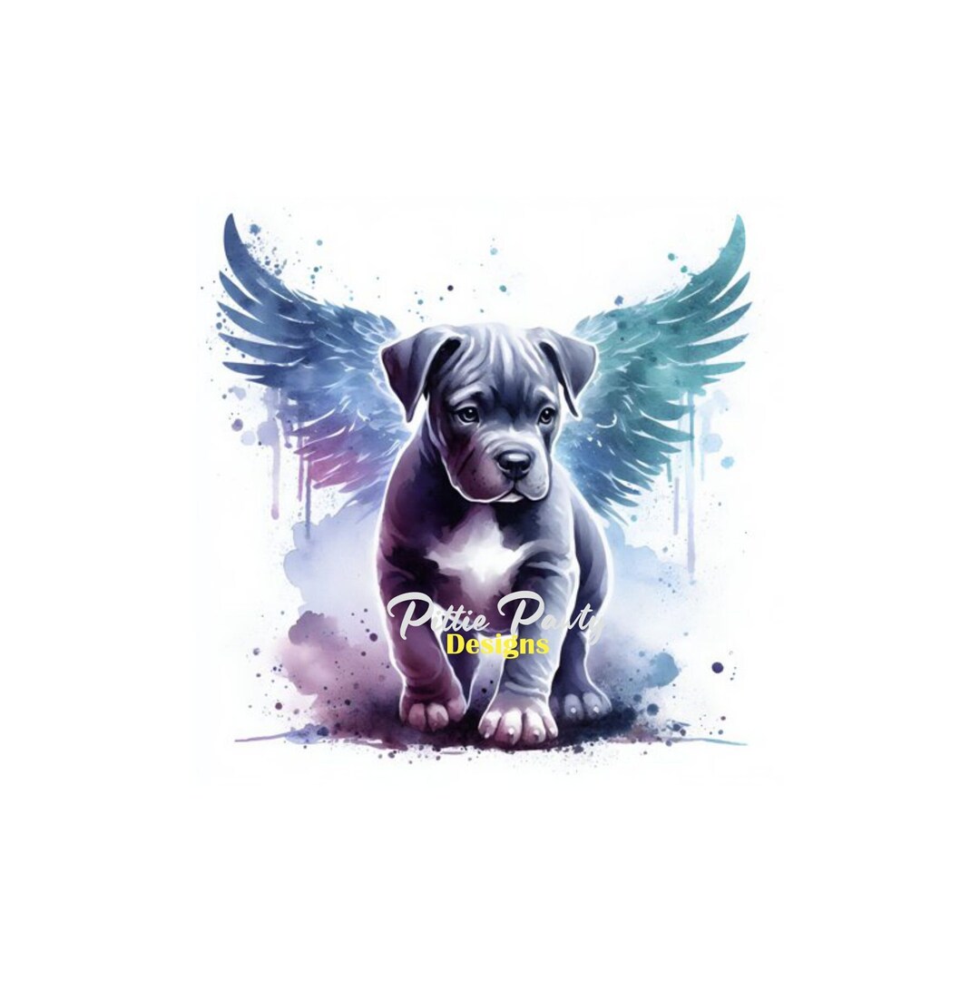 Pitbull Bully Puppy Watercolor Angel - Splash Pit Bull Bully Design ...