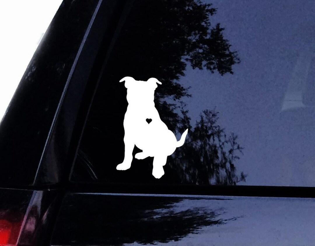 Sitting Silhouette Pittie Pitbull Dog Sticker Vinyl Car Window Decal ...