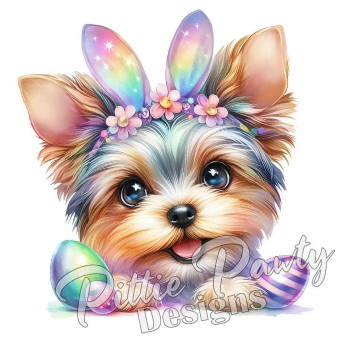 Yorkie PNG - Iridescent Peeking Easter Yorkie - Yorkshire Terrier Dog ...