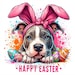 Pitbull PNG Digital Download Peeking Easter Bunny Ears Pitbull Splatter ...