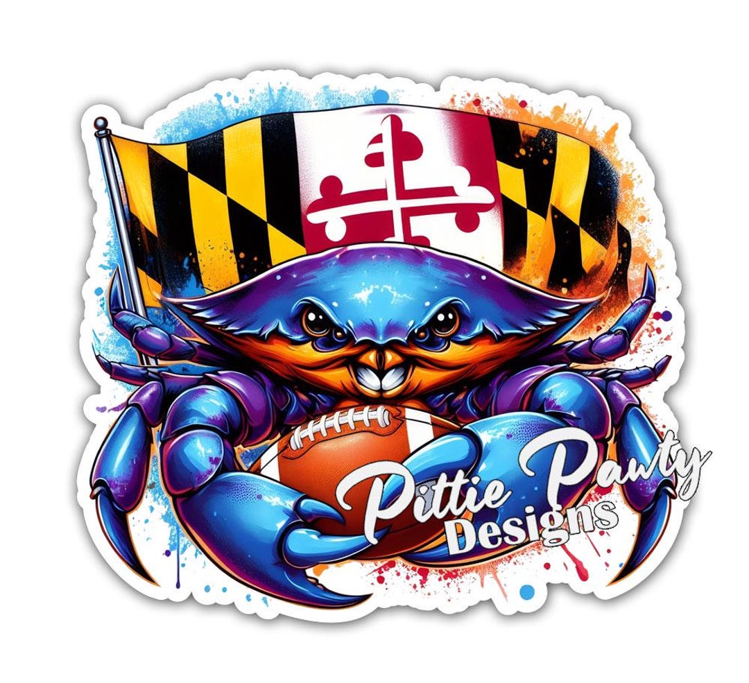 Crab Sticker - Maryland Crab Football Splatter Football Sticker - Vinyl ...