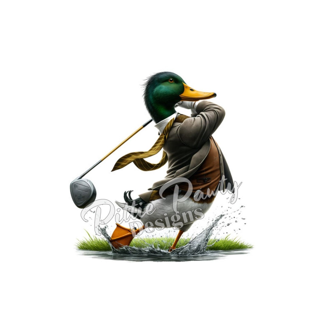 Mallard Duck PNG Digital Download - Mallard Duck Swinging Golf Club II ...