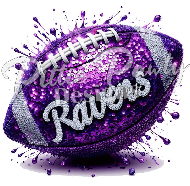 Raven PNG Digital Download - Purple Sequined Football Faux Rhinestone ...