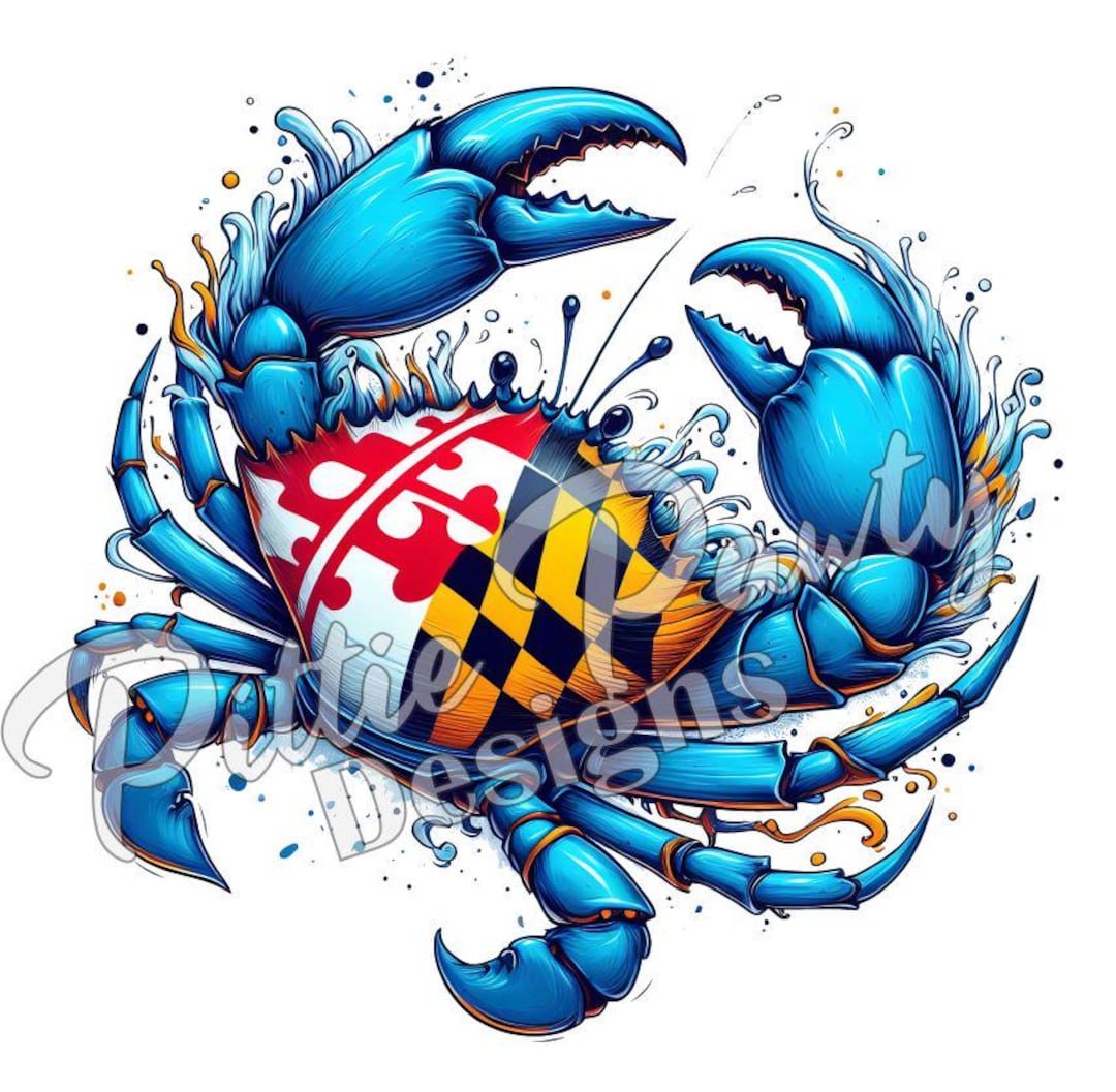 Crab PNG Digital Download - Maryland Flag Blue Crab Splash - Maryland ...
