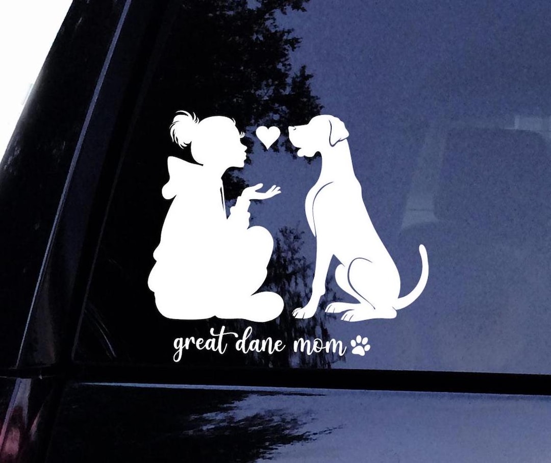 Great Dane Decal - Sitting Hoodie Lady Loves Her Great Dane - Great ...