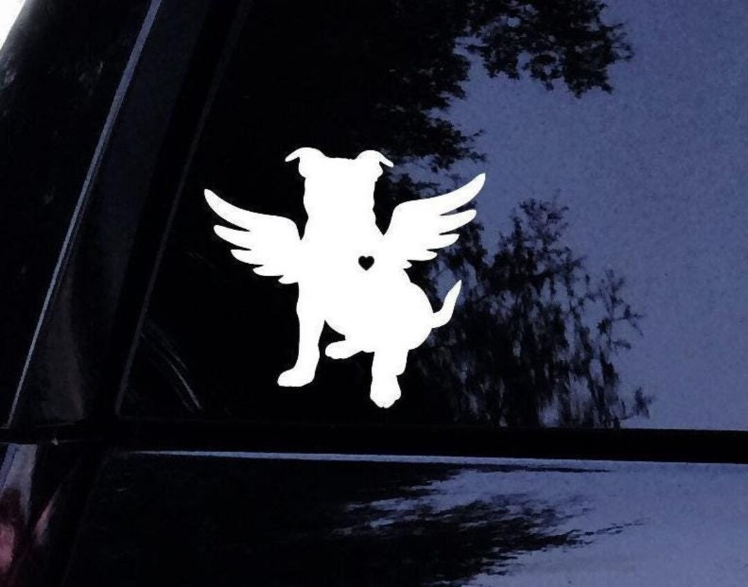 Pitbull Decal - Sitting Silhouette Pittie Pitbull Angel W/ Wings ...