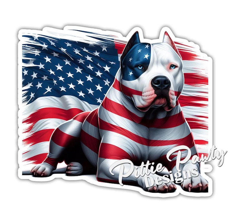 Pitbull Sticker - American Flag Covered Pitbull Bully Dog Decal Sticker ...