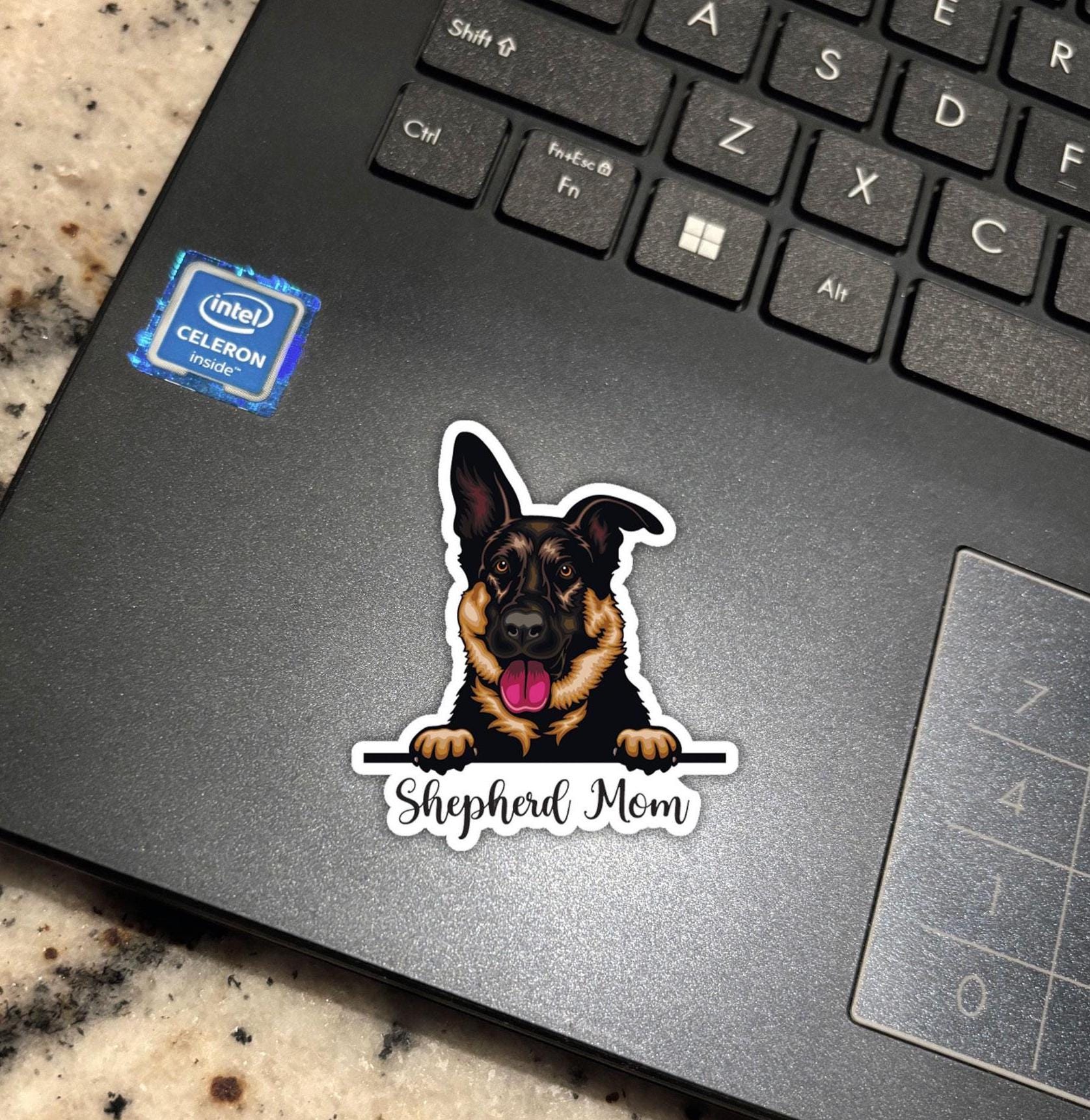 German Shepherd Sticker - Peeking German Shepherd Mom Vibrant Color ...